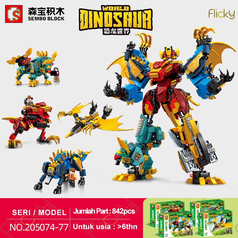 Jual Mainan Brick Sembo Block Robot Dino 4 in1 Tranformers - Dinosaur ...