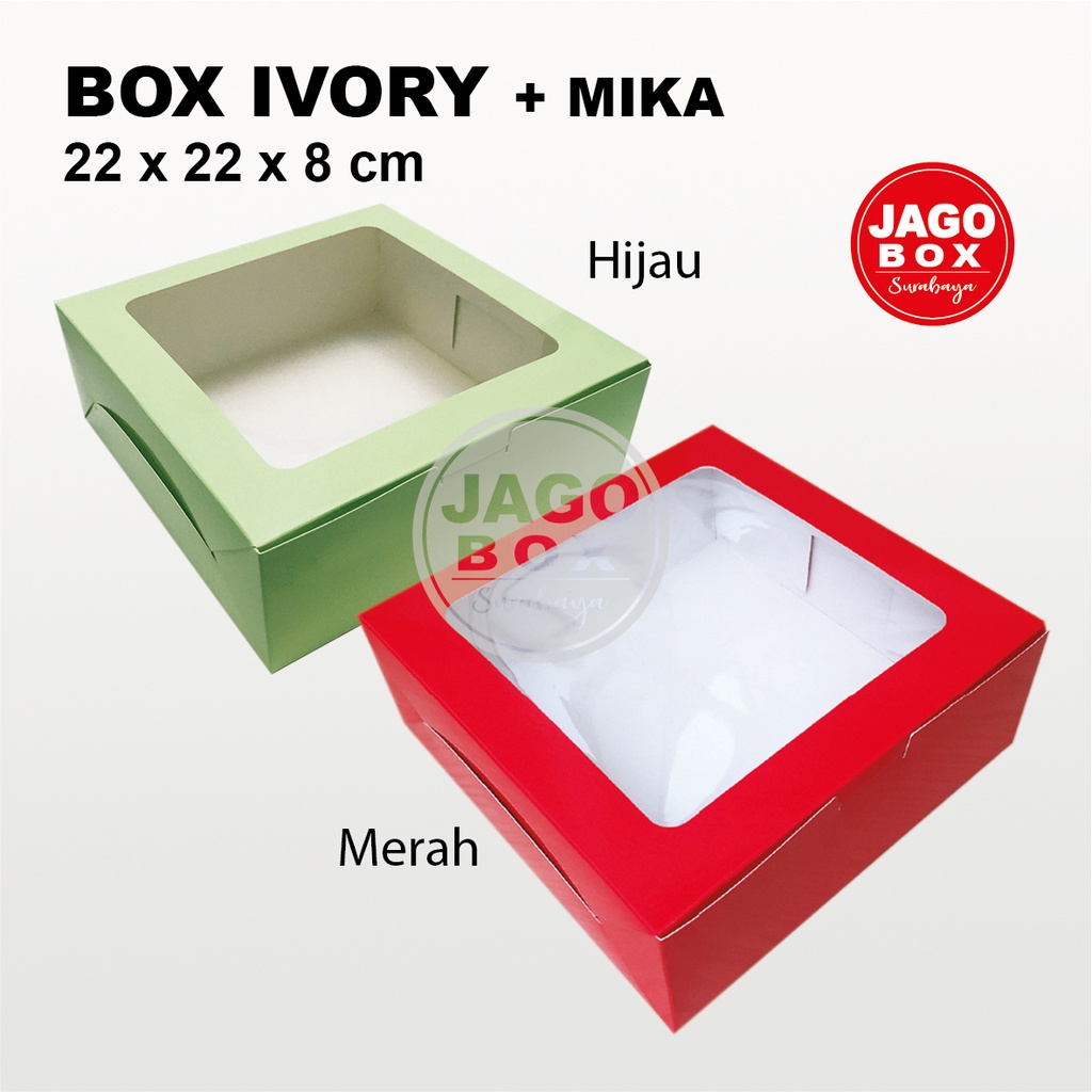 Jual Box Kotak Dos Nasi Kue Snack Hijau/Merah 22 x 22 x 8 cm Lubang ...