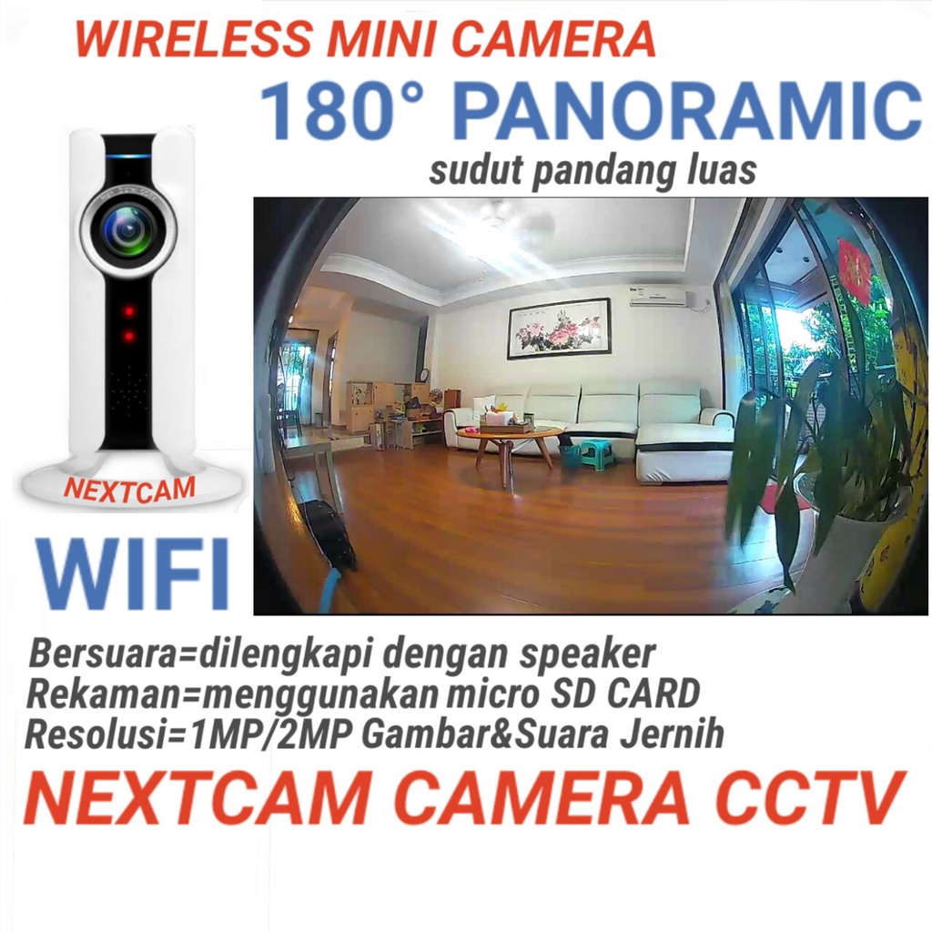 Jual Nextcam Kamera CCTV WIFI BabyCam Panorama HD FISH EYE 180derajat Sudutpandang Gambar Luas ...