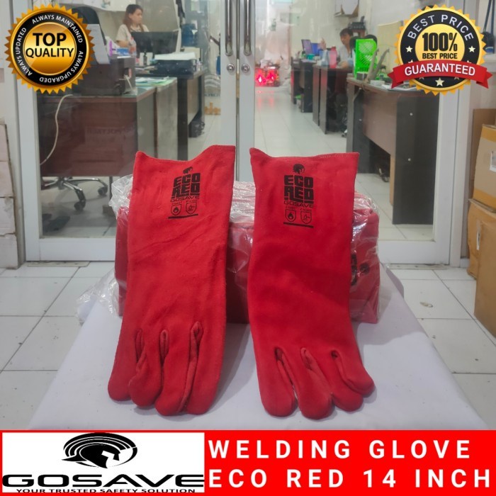 Jual SARUNG TANGAN LAS KULIT 14 inch ECO RED GOSAVE WELDING GLOVES ...
