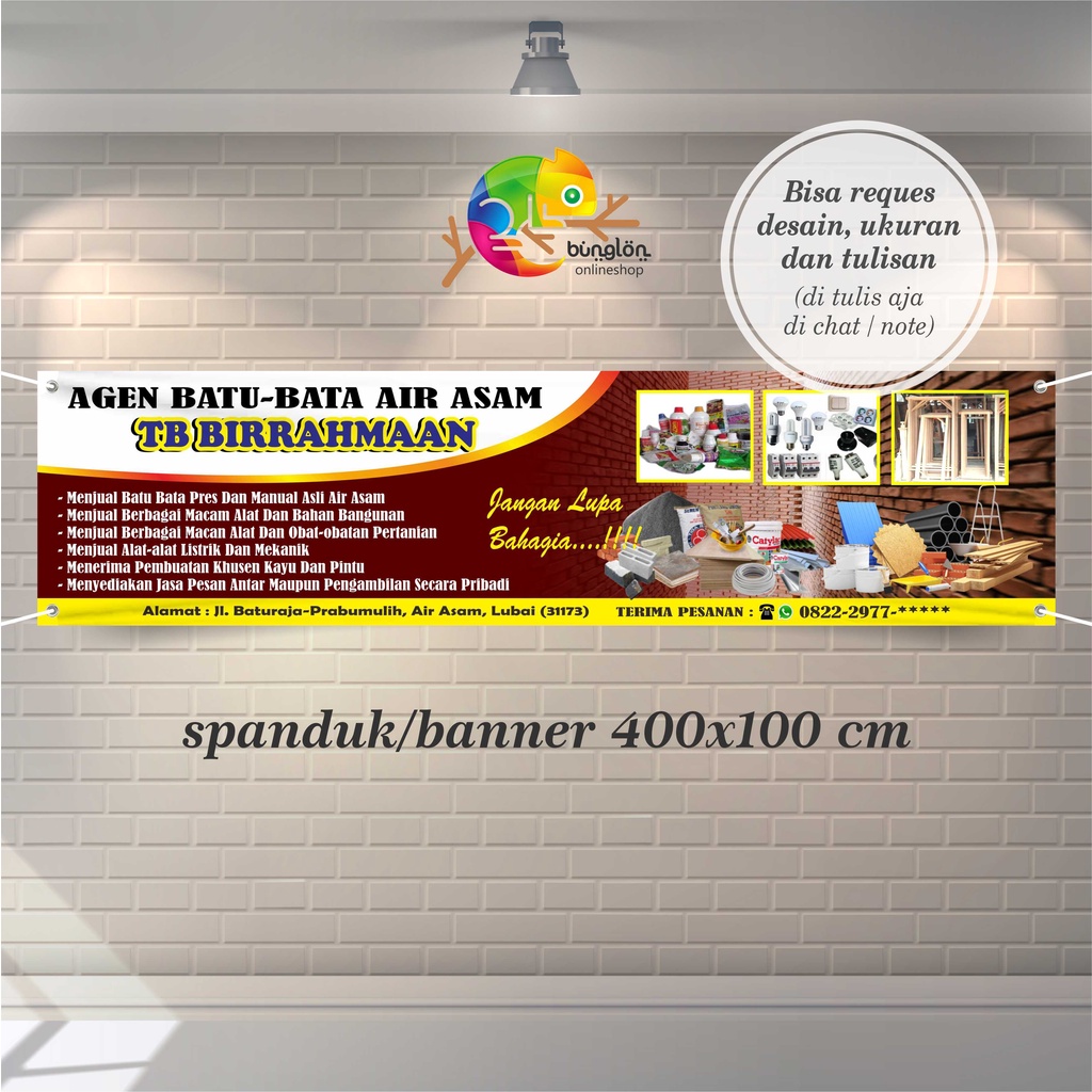 Jual Spanduk Banner 400x100 Cm Spanduk Agen Batu Bata Spanduk Toko