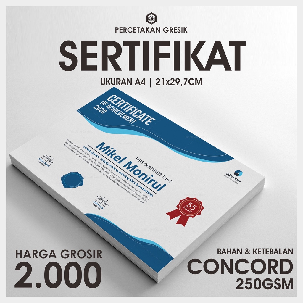 Jual SERTIFIKAT / PIAGAM PENGHARGAAN UK A4 BAHAN CONCORD TEXTURE HALUS ...