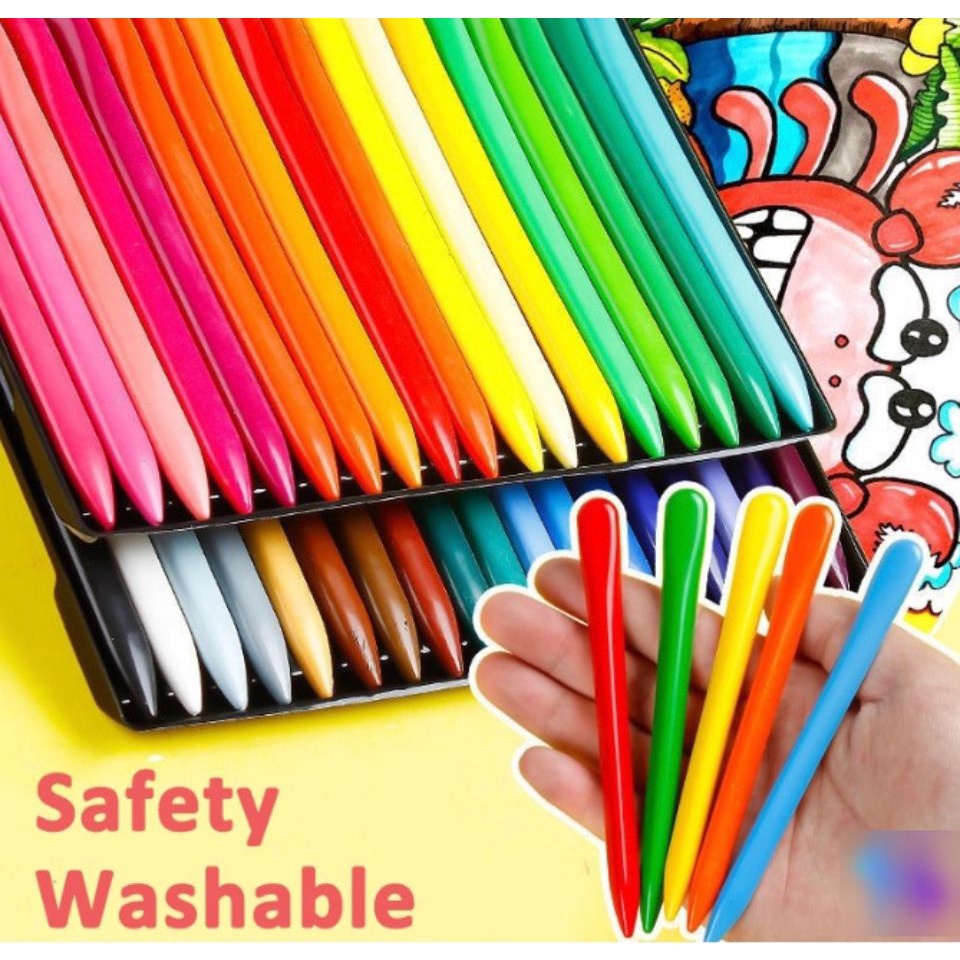 Jual MM HIGH QUALITY Crayon Lab Non Toxic Crayon Triangular Crayon Lab ...
