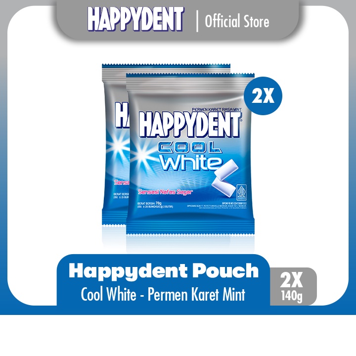Jual Happydent Cool White Pouch 70g - Permen Karet Rasa Mint (2 Packs ...