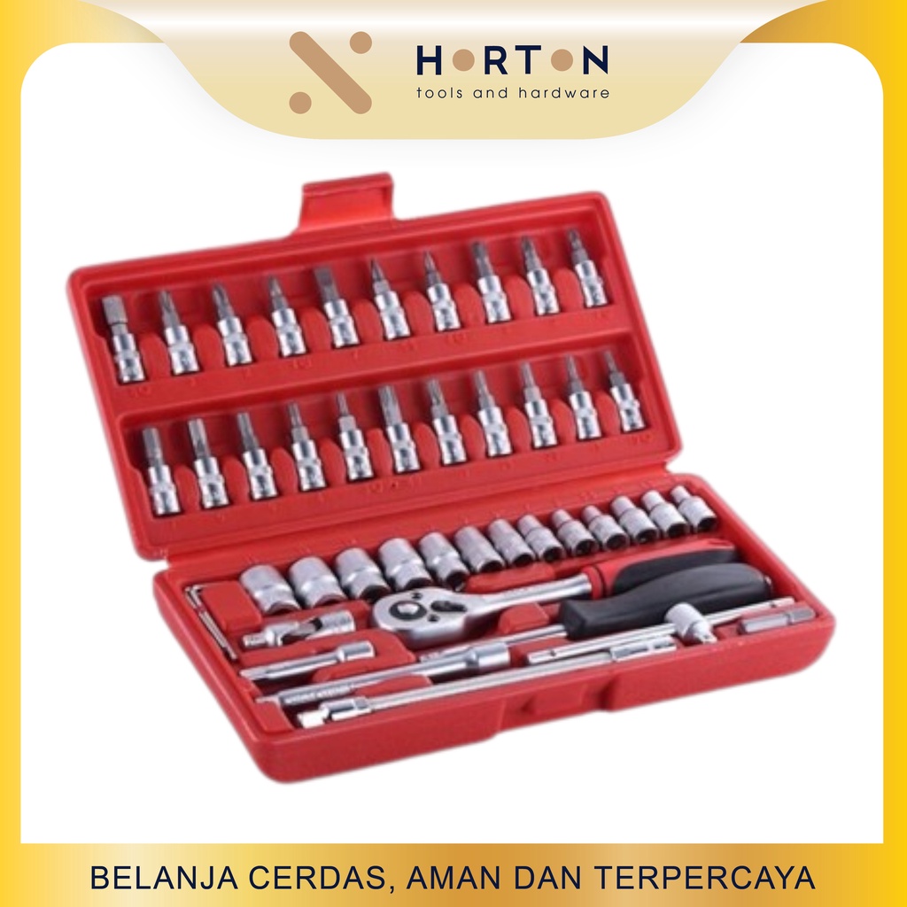 Jual Kunci Sok Set 1/4'' 46 Pcs / Obeng Kunci Sok Socket Set 46 Pcs ...