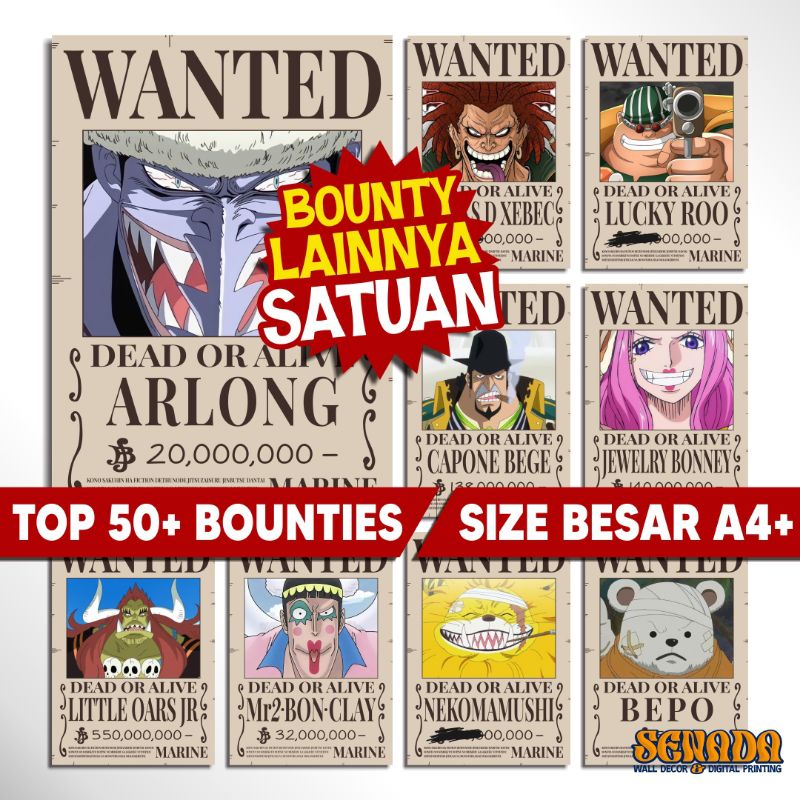 Jual [BOUNTY LAINNYA/REQUEST] Poster Bounty One Piece SIZE A4+ Poster ...