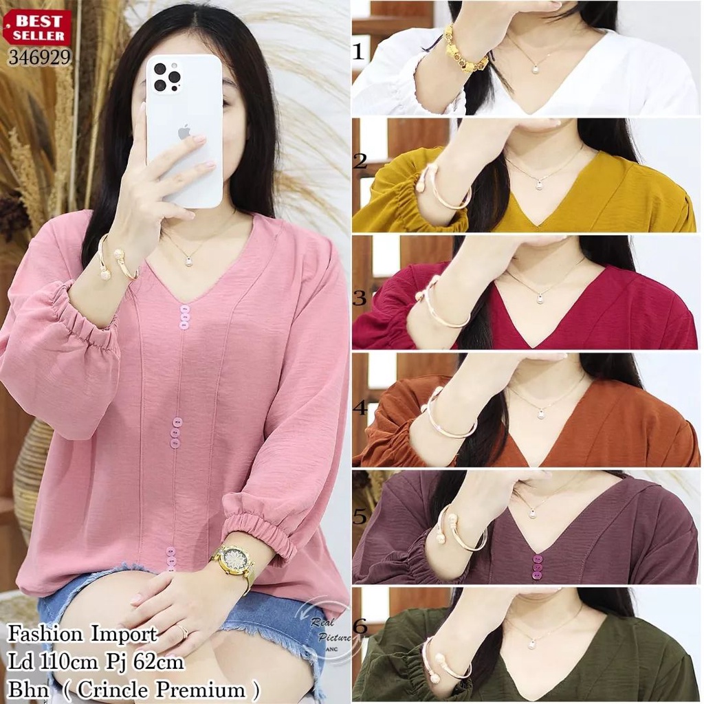 Jual BLOUSE CRINKLE AIRFLOW BLOUSE WANITA TERBARU ATASAN KEMEJA AIRFLOW ...