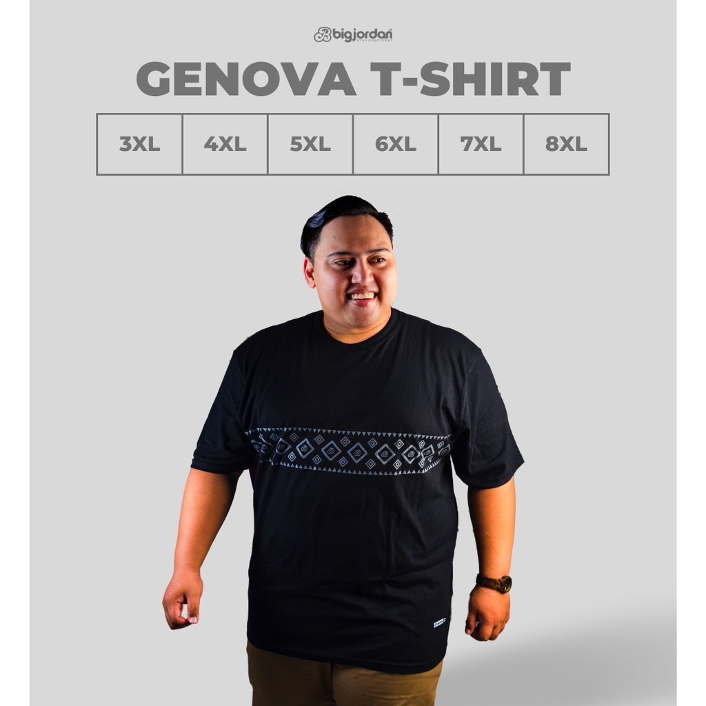 Jual BIGJORDAN JUMBO Kaos Sablon Big Size GENOVA BLACK t-shirt big size ...