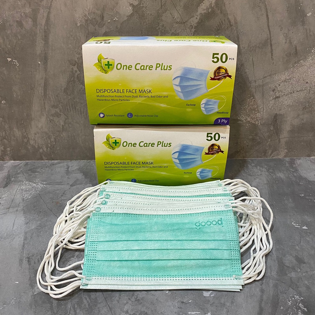 Jual Masker Earloop One Care Hijau Isi 50 Pcs | Shopee Indonesia