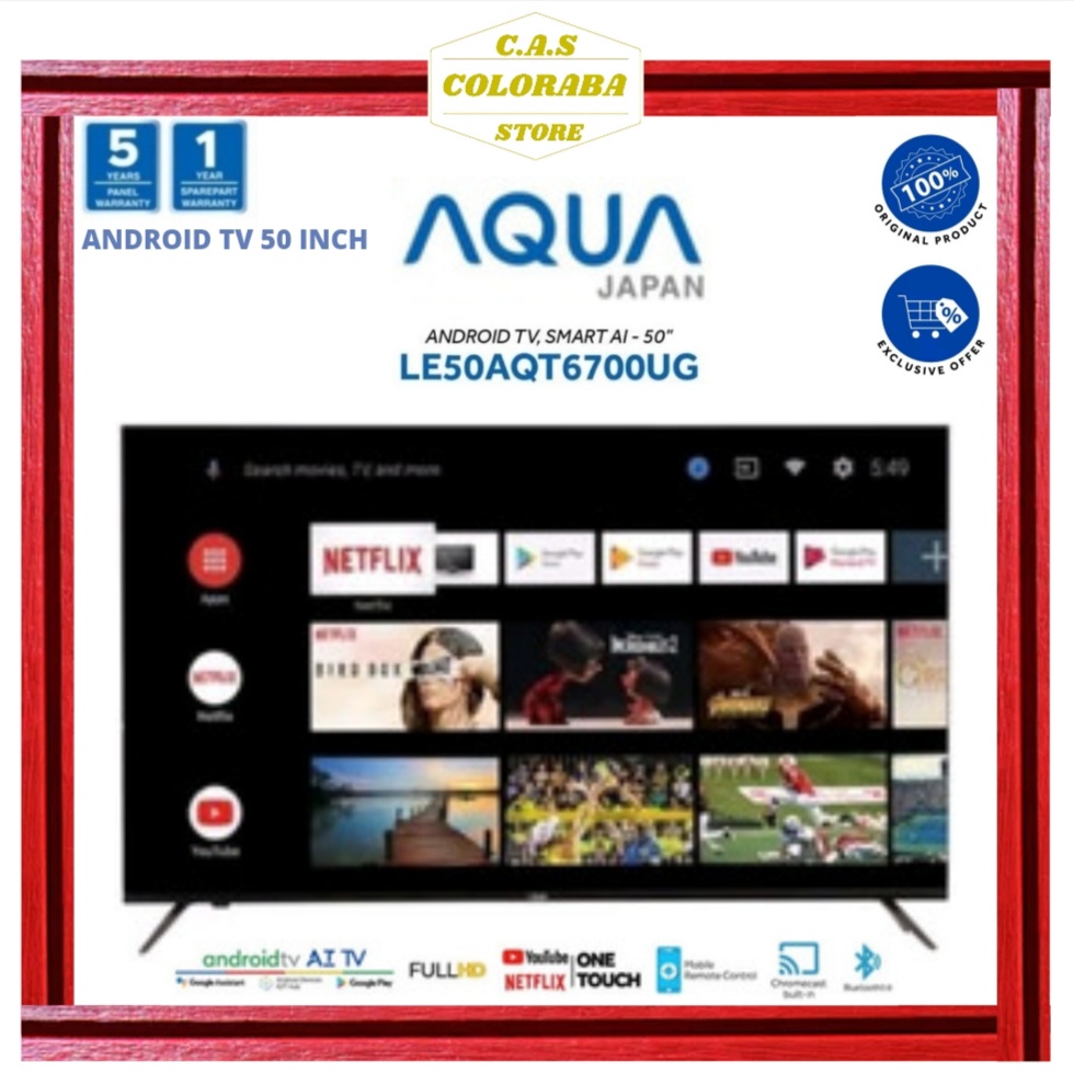 Jual AQUA JAPAN LE50AQT6700UG ANDROID TV 50 INCH UHD 50AQT6700 TV AQUA ...
