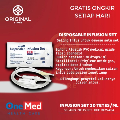 Jual INFUS SET ONEMED DEWASA INFUSION SELANG INFUS PER PCS - ONEMED ...
