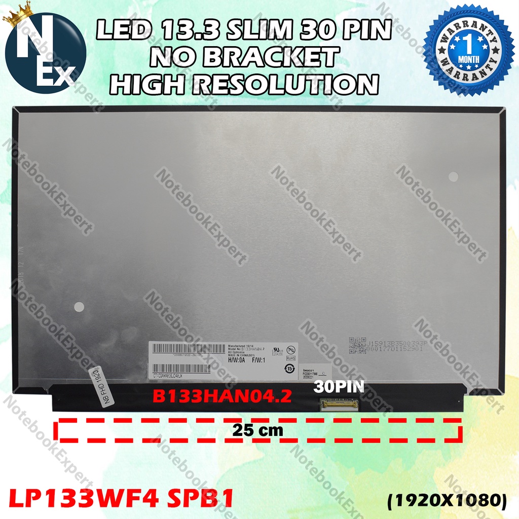 Jual LED 13.3 slim 30 PIN NO BRACKET HR 1920X1080 LP133WF4 SPB1 ...