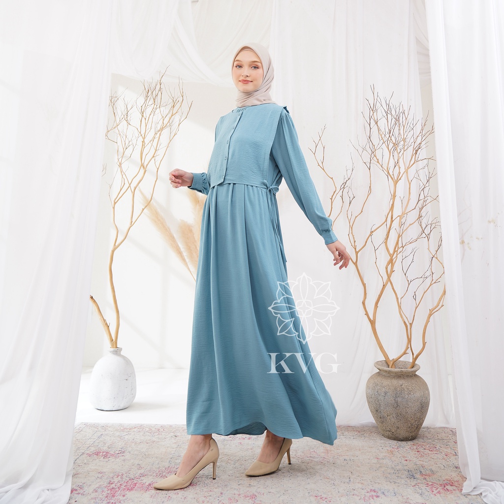 Jual KVG Modesty Gamis Cringkle Premium Dress Mischa | Shopee Indonesia