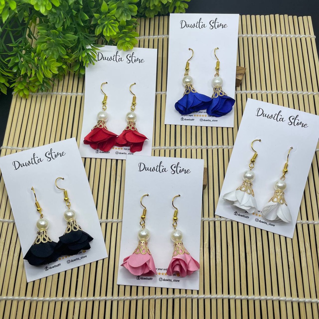 Jual HANDMADE ANTING DEWASA KOREA KAIT GOLD MOTIF MAWAR (KAIN) | Shopee ...