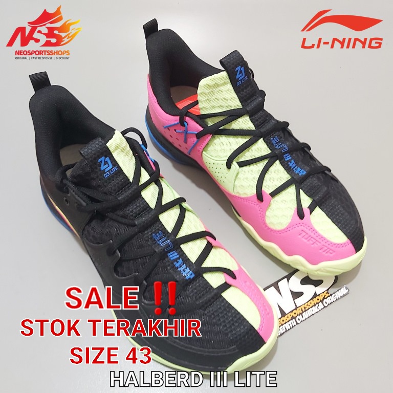 Jual Sepatu Badminton Lining Halberd III 3 Lite Black Pink Original ...