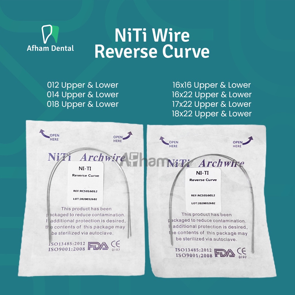 Jual Dental niti wire Reverse Curve 012 014 016 018 16x16 16x22 Upper ...