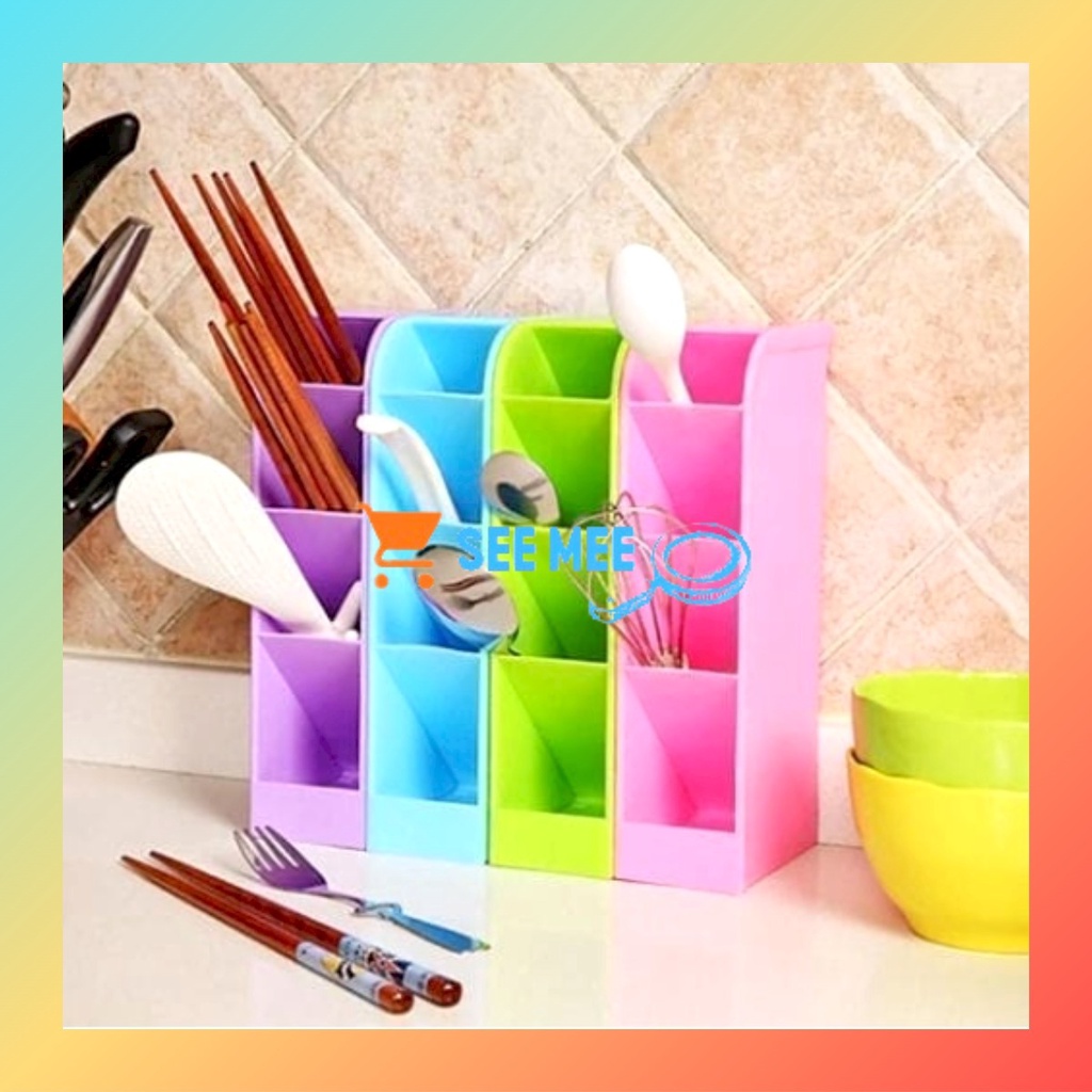Jual (SEE) Rak Mini 4 Sekat / Rak Laci Plastik 4 Slot Pulpen Spidol ...