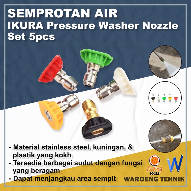 Jual Semprotan air Nozzle Spray set 5pcs Ikura Pressure Washer Nozzle ...