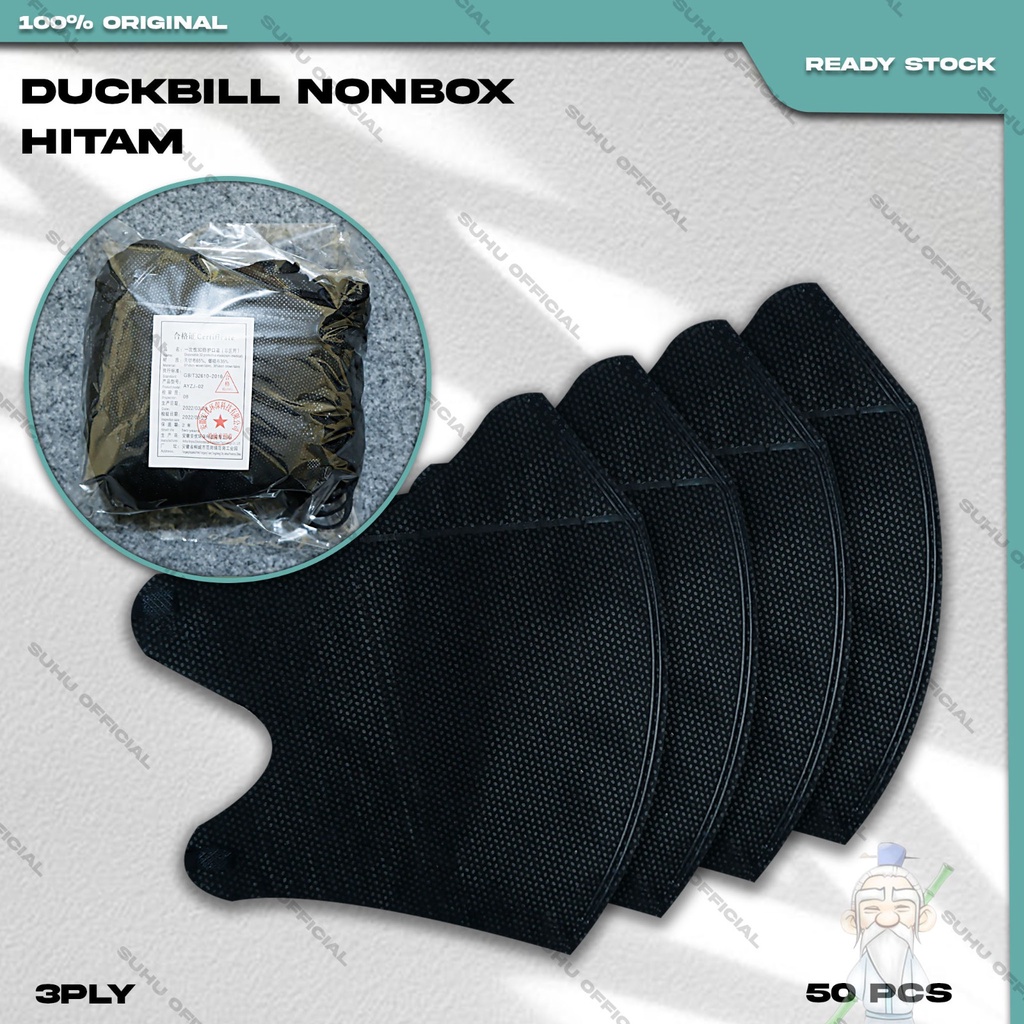Jual Masker DUCKBIL isi 50Pcs NO BOX 3Ply Warna Hitam Black Duckbill ...