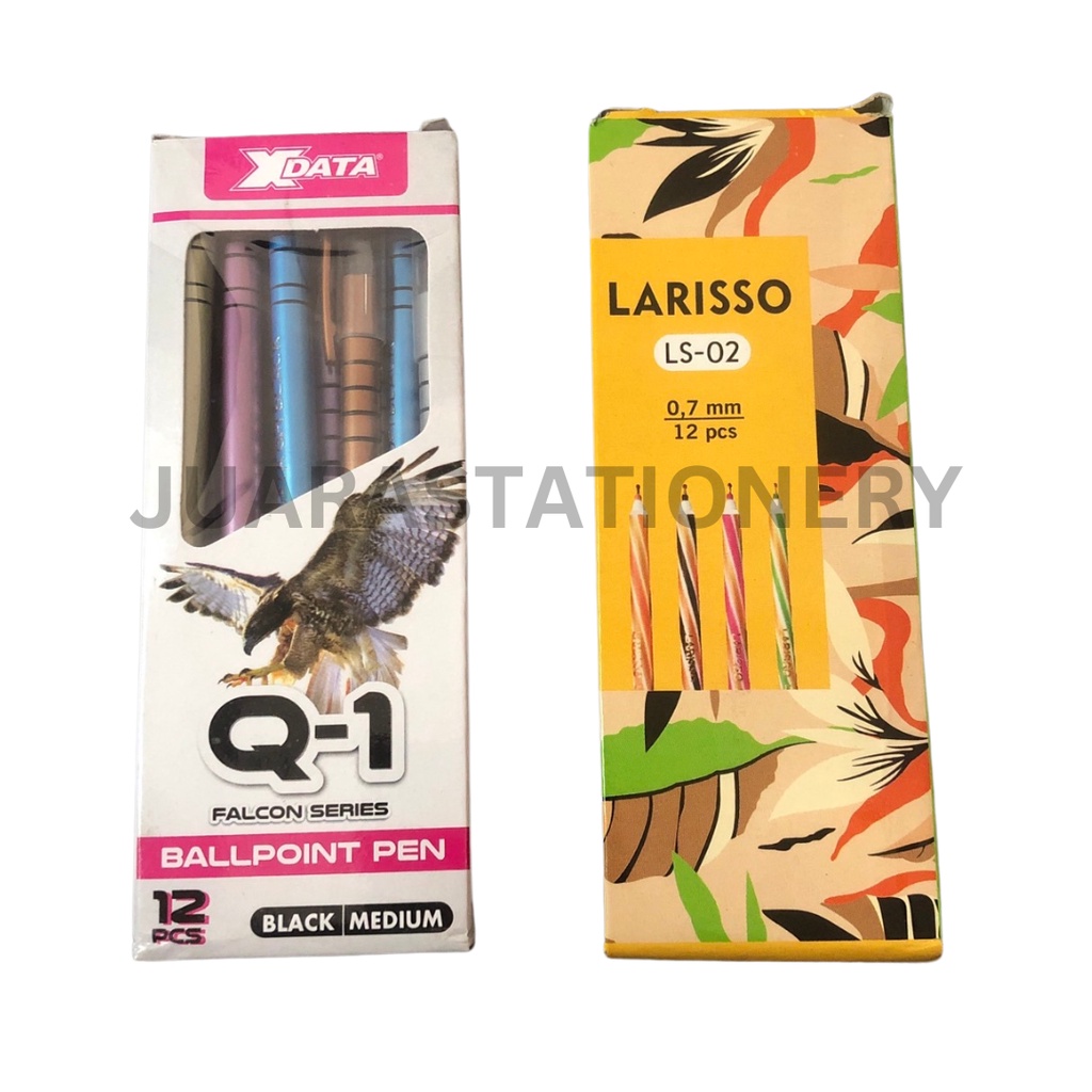 Jual 12PCS (LUSIN) Pulpen Ulir Larisso Hitam Bolpoin Falcon Q-1 X-Data Hitam / Bolpoin / Pulpen ...