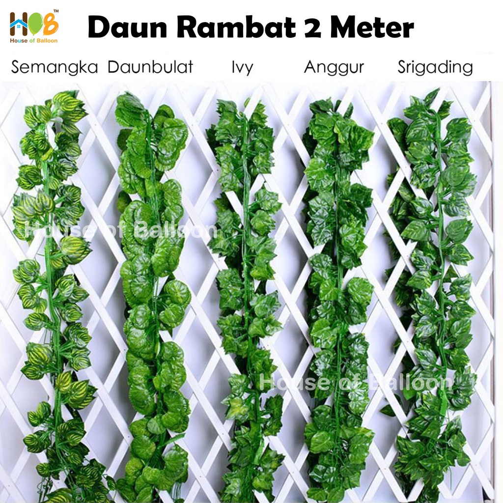 Jual Daun Rambat Plastik Artificial lebar 3-4cm Lebat 80 daun 1 sulur ...