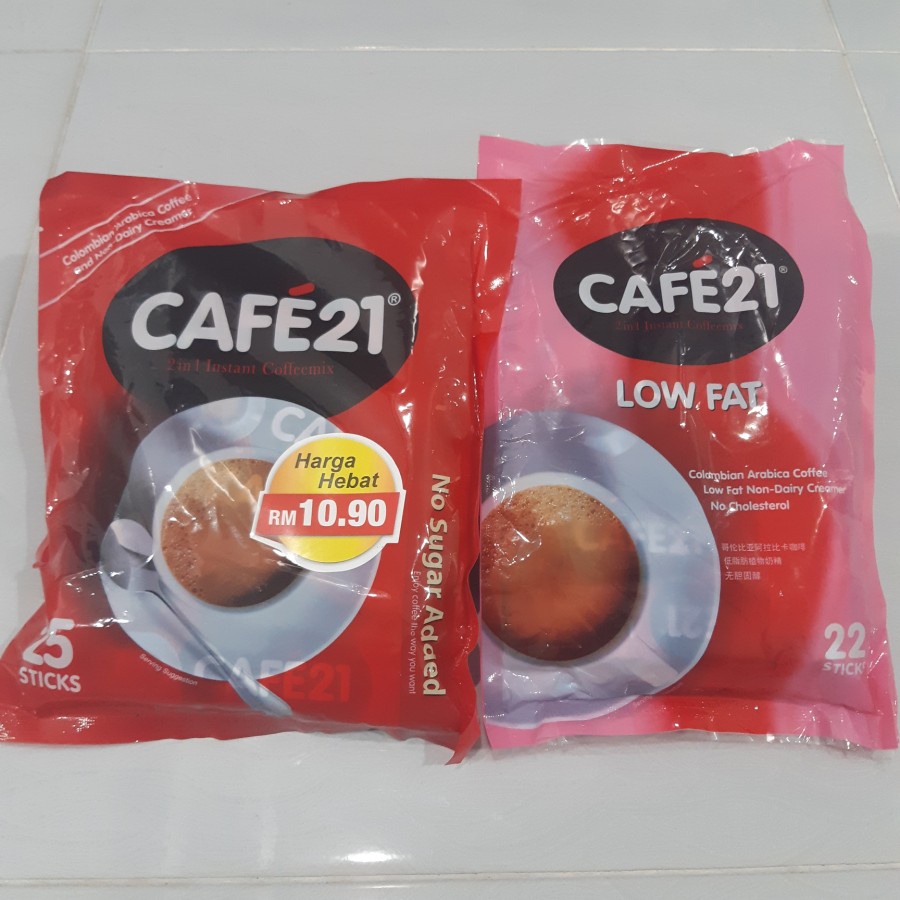 Jual cafe21 instant coffee mix 2in1 no sugar cafe21 low fat | Shopee ...
