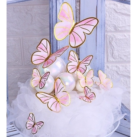 Jual 10 pcs Sticker 3D Kupu Hiasan KupuKupu Topper Kue Pink Biru Ungu ...