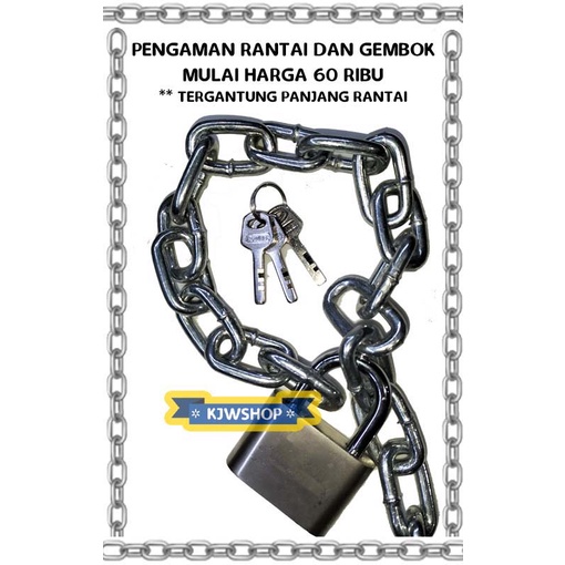 Jual Pengaman Rantai Besi 8 mm Gembok 60 mm Set Motor Sepeda LPG Pagar ...