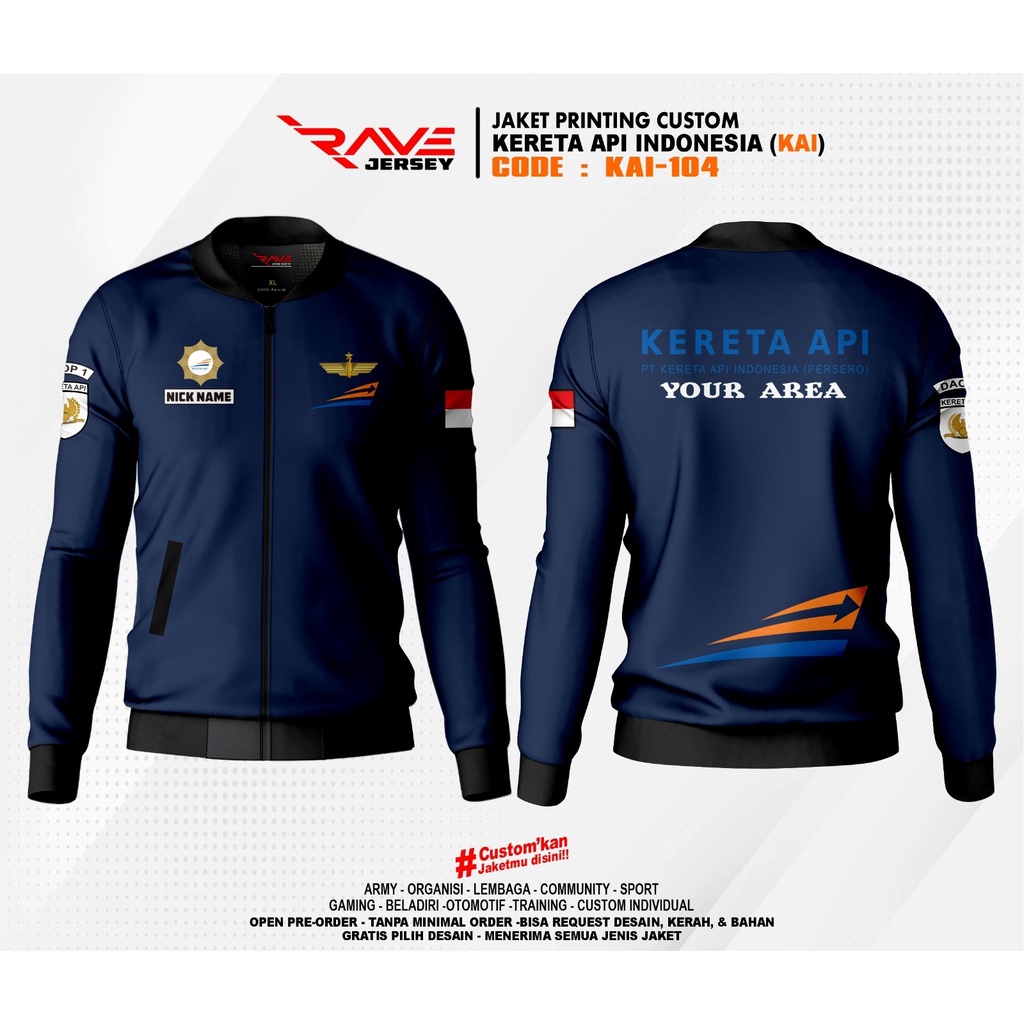 Jual JAKET KERETA API INDONESIA PT KAI FULL PRINTING SUBLIM CUSTOM ...