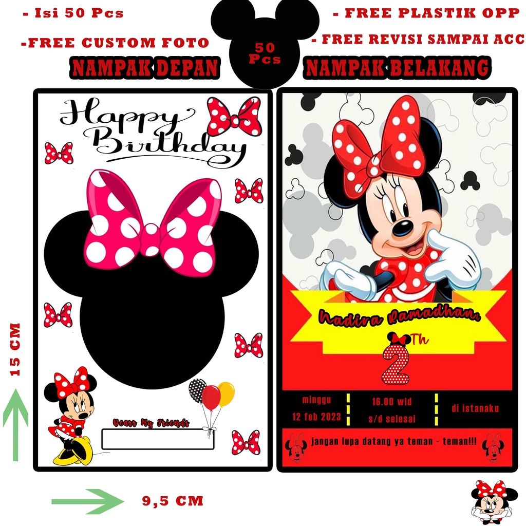 Jual Kartu Undangan Ulang Tahun Anak Tema MIckey Mouse | Shopee Indonesia