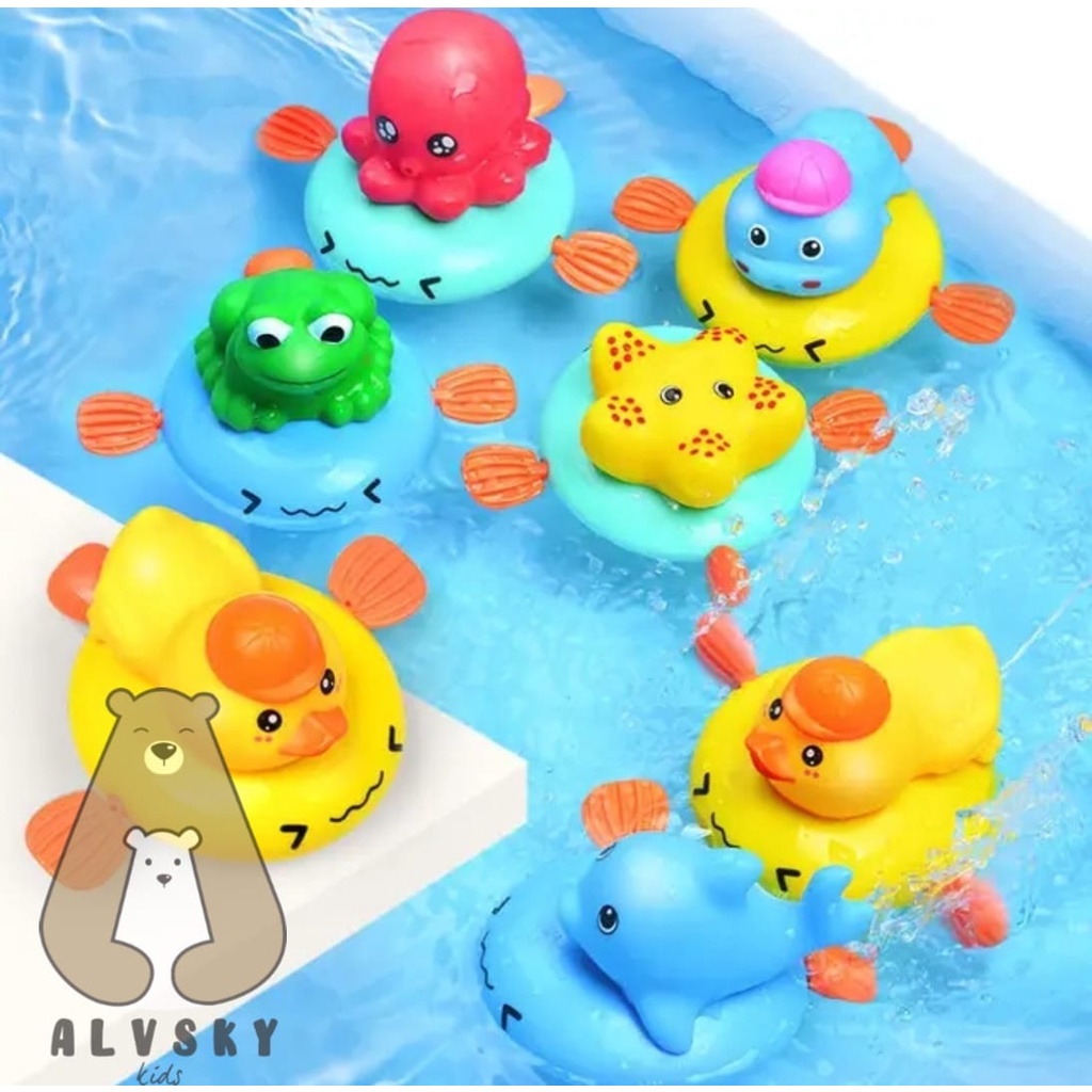 Jual MAINAN MANDI BAYI ANAK BEBEK KATAK LUCU BERENANG SEMPROT AIR ...