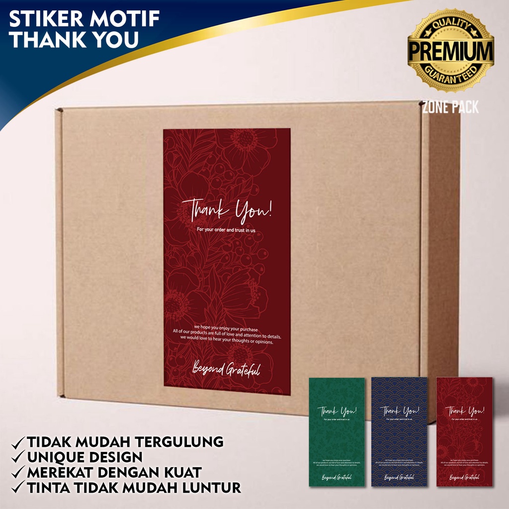 Jual [50 PCS] Stiker Motif Thank You | Sticker Segel Packing Box ...