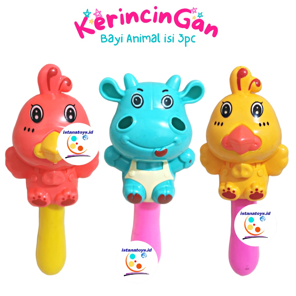 Jual ID Mainan Pegangan Kerincingan Bayi Animal isi 3 pcs No. OCT 3220 ...
