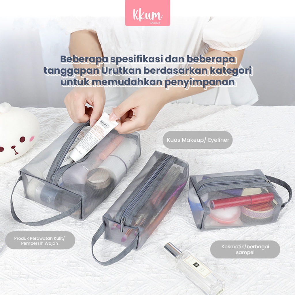 Jual Tas penyimpanan alat make up jaring/ Travel bag makeup organizer pouch | Shopee Indonesia