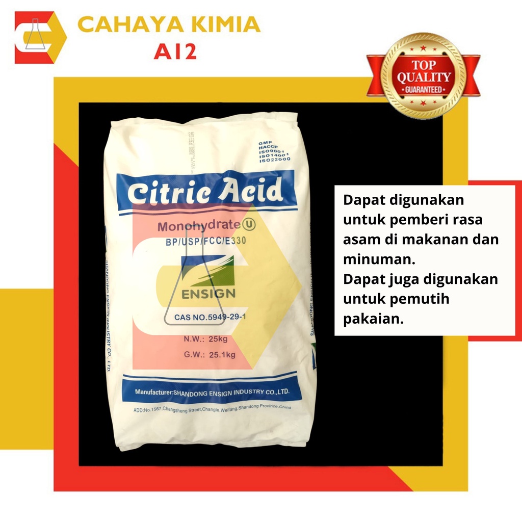 Jual Citric Acid Monohydrate (Citrun) ex. RRC (Food Grade) 1 zak (25 kg ...