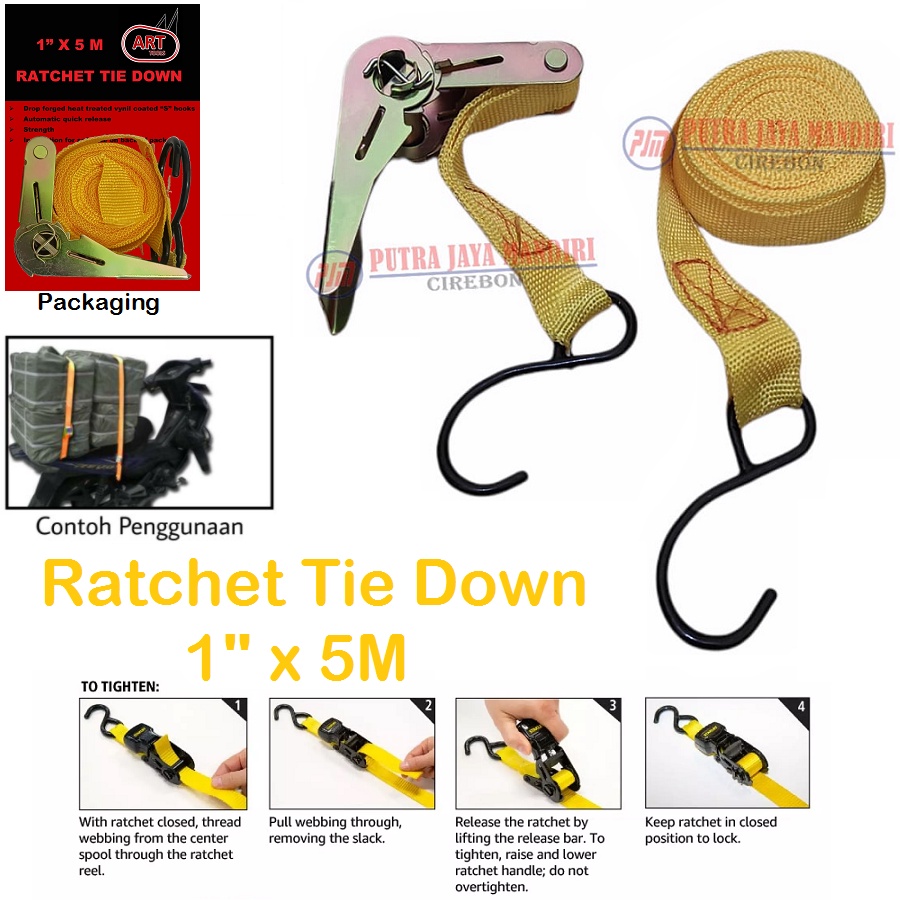 Jual Art Tali Pengikat Barang / Ratchet Tie Down 1''x5 Meter | Shopee ...