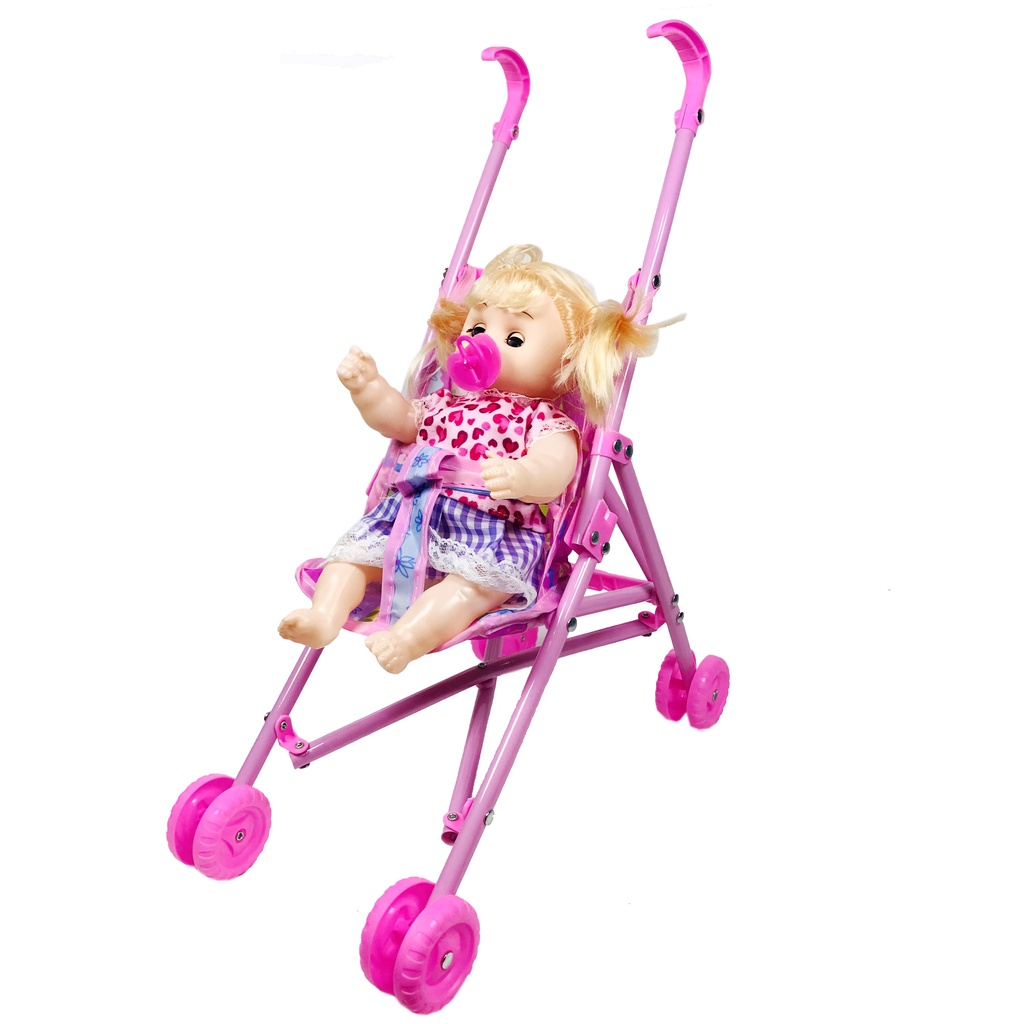 Jual Mainan Cute Baby Troli Stroller Dorong + Boneka Lucu Ada Suara ...