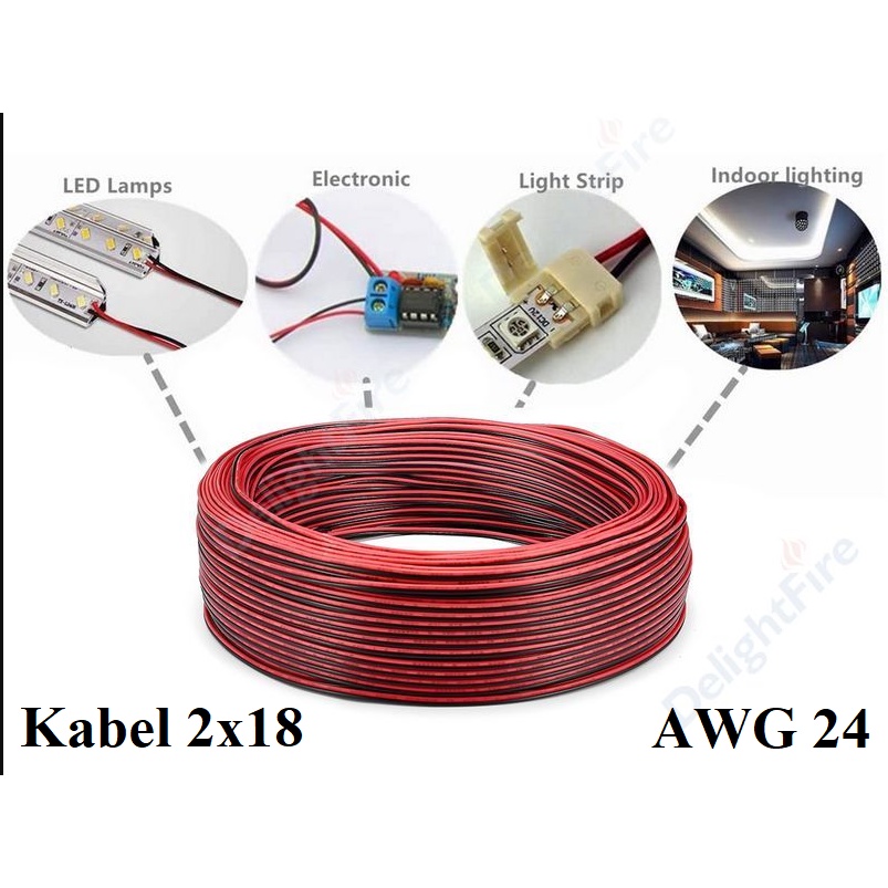 Jual Kabel Listrik Serabut 2x18 2 x 18 AWG24 Merah Hitam AWG 24 AC DC | Shopee Indonesia