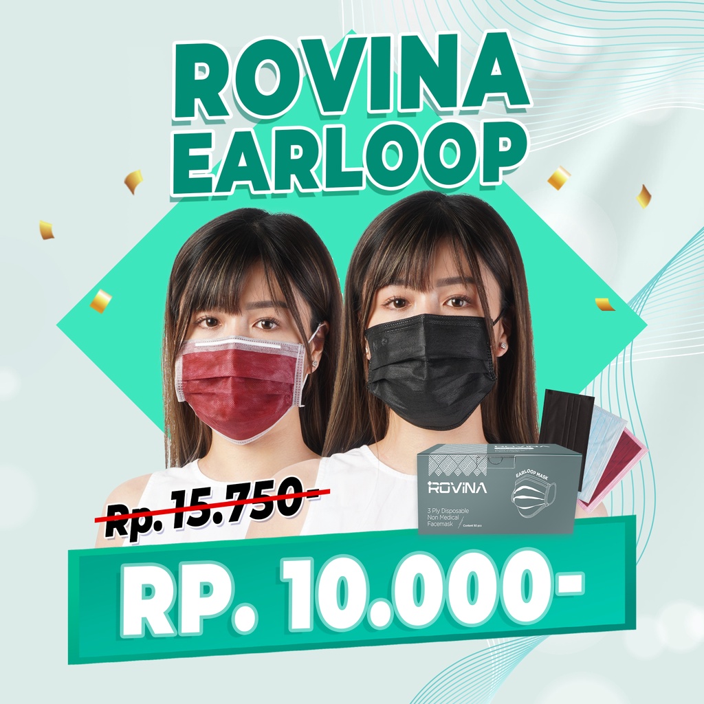 Jual Rovina Mask '50S 3 Ply Earloop masker non medis 1 box isi 50 pcs ...