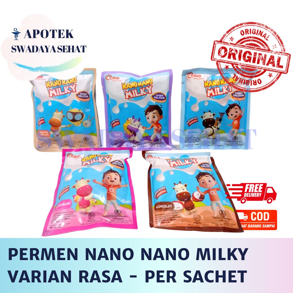 Jual PERMEN NANO NANO MILKY Sachet Isi 6 Butir Varian Coklat Vanila ...