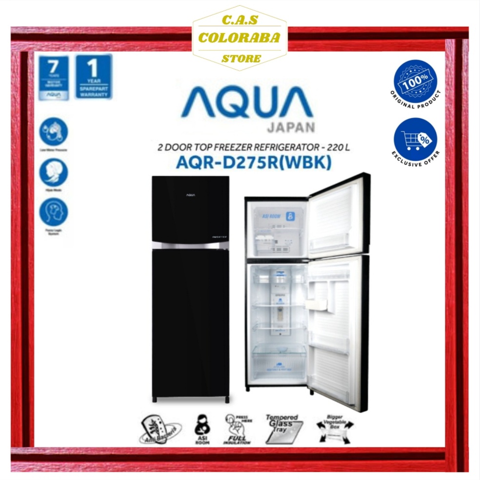 Jual KULKAS AQUA JAPAN AQRD275RWBK KULKAS 2 PINTU 220L INVERTER AQR D275R WBK AQRDD275R | Shopee ...