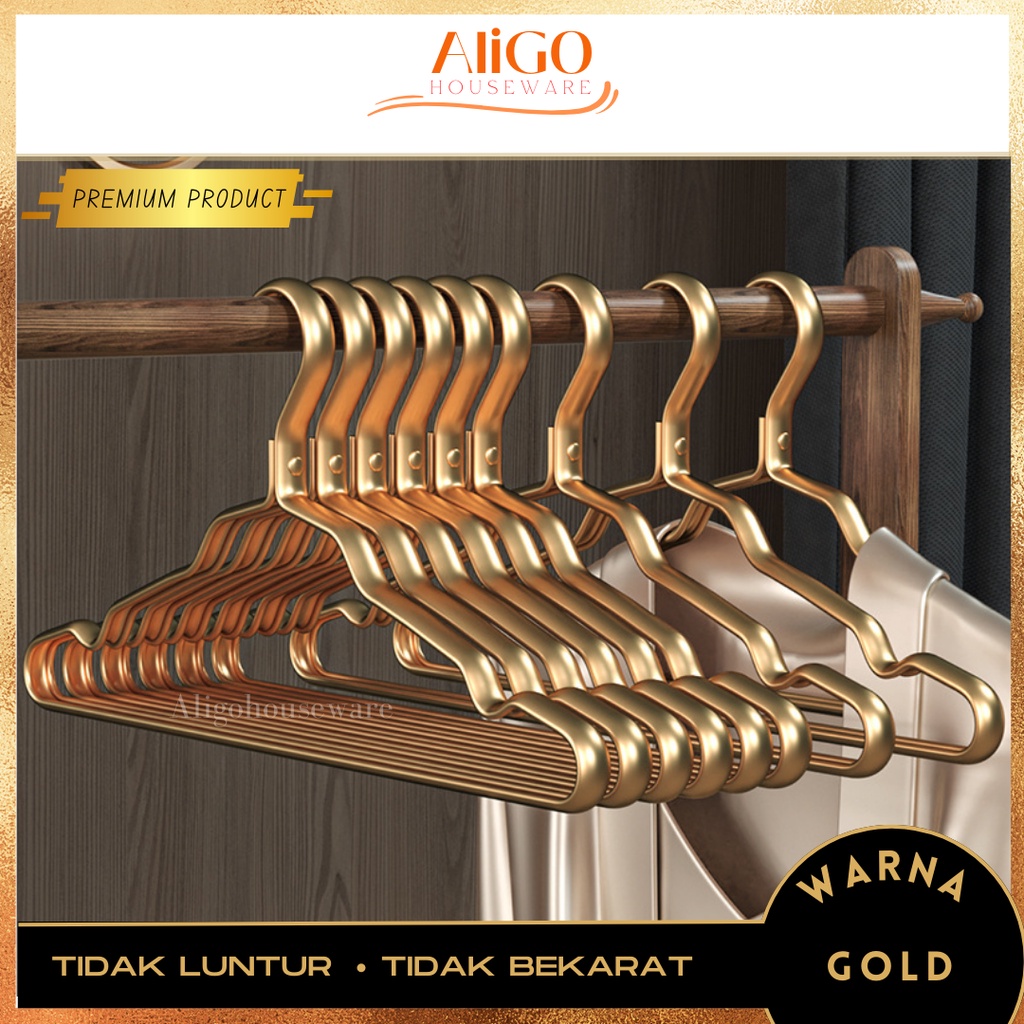 Jual ALIGO Hanger Aluminium Alloy Gold Bahan Ringan Dan Kuat Gantungan ...