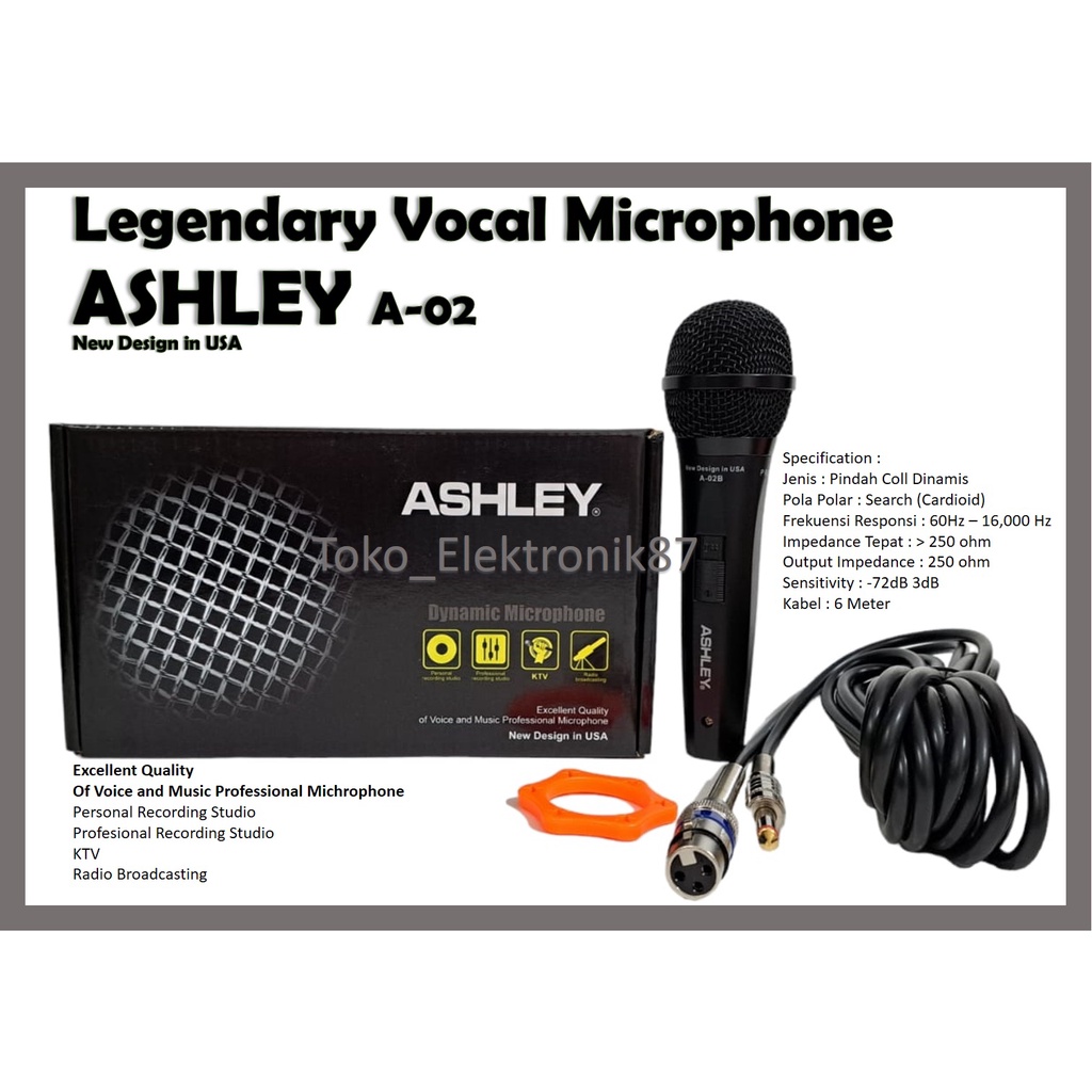 Jual Microphone Ashley A02 Mic Karaoke Dynamic Legendary | Shopee Indonesia
