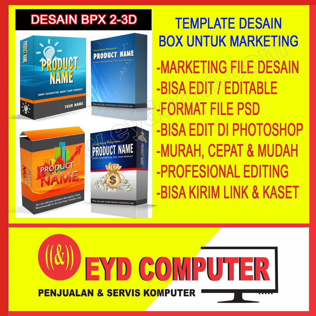Jual DESAIN COVER BOX 2-3D UNTUK MARKETING TEMPLATE PSD PHOTOSHOP ...