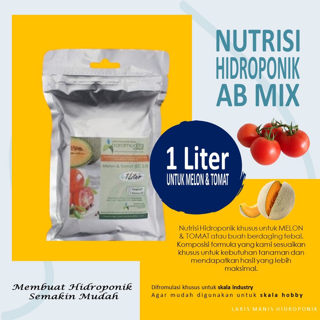 Jual AB Mix Melon Tomat 1 Liter PARAMUDITA NUTRIENT Nutrisi Hidroponik ...