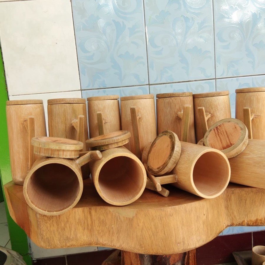 Jual Gelas Bambu Natural Gagang Unik Bentuk Segitiga Food Grade Quality ...