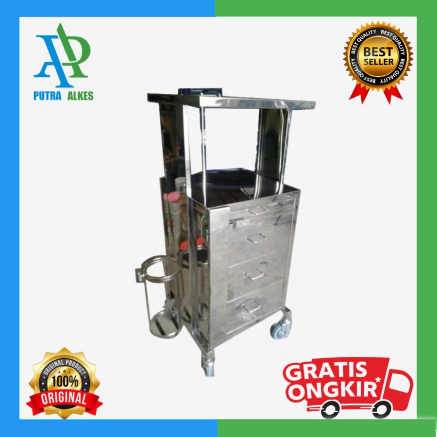 Jual Trolley Emergency Stainless | Emergency Troli Stainless Steel | Shopee Indonesia
