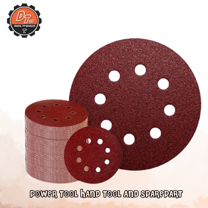 Jual Amplas Bulat Velcro 5” inch 8 Lubang Tempel Sanding Disc Mata ...