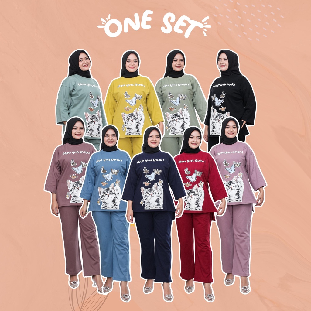 Jual One Set Wanita Terbaru Bahan Katun Combed 20s Setelan Kekinian All ...