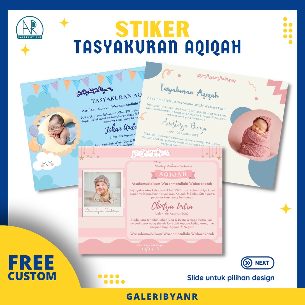 Jual Stiker tasyakuran Aqiqah custom | kartu ucapan aqiqah tedak siten ...